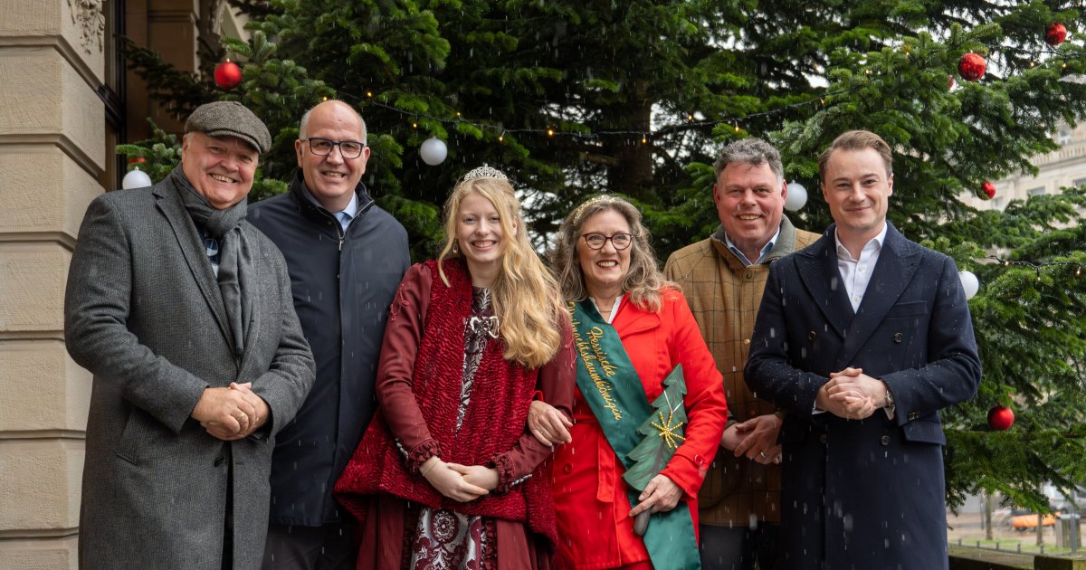 Weihnachtsbaum aus dem Taunus an die Hessische Staatskanzlei übergeben ...